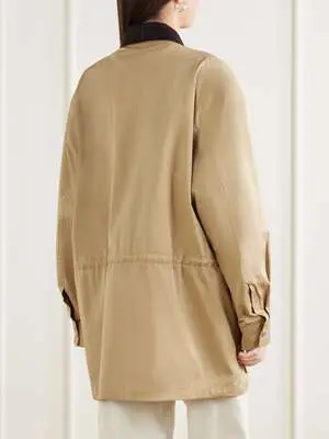 FRAME The Safari Drawstring Corduroy-trimmed Cotton-twill Jacket