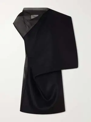 Sportmax Cesto Draped Virgin Wool And Silk Mini Dress - Black