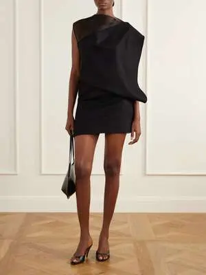 Sportmax Cesto Draped Virgin Wool And Silk Mini Dress