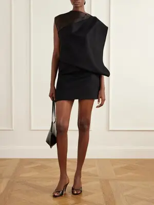 Sportmax Cesto Draped Virgin Wool And Silk Mini Dress