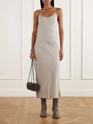 LAUREN MANOOGIAN Paneled Satin Midi Dress