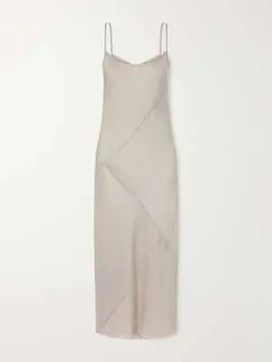 LAUREN MANOOGIAN Paneled Satin Midi Dress - Gray