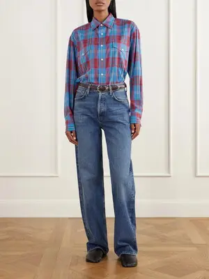Auralee Checked Cotton And Silk-blend Shirt
