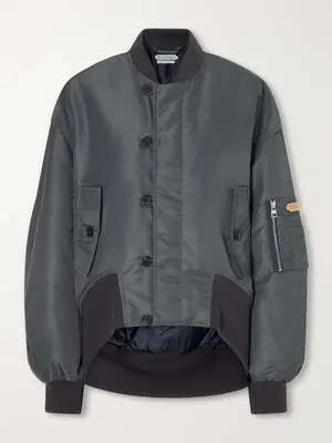 JW Anderson Oversized Tipped Hem Satin Bomber Jacket - Dark Gray