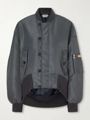JW Anderson Oversized Tipped Hem Satin Bomber Jacket Gray