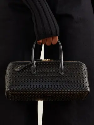 Alaïa Delta Small Laser-cut Leather Shoulder Bag