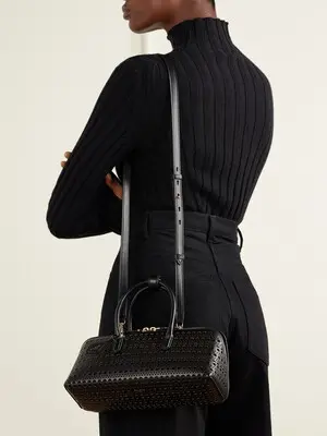 Alaïa Delta Small Laser-cut Leather Shoulder Bag