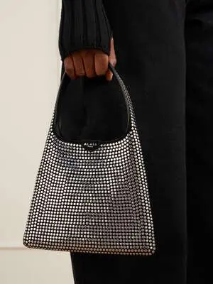 Alaïa Studded Suede-trimmed Leather Shoulder Bag