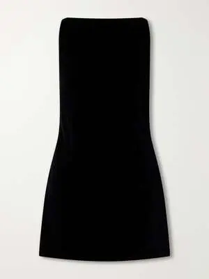 Brandon Maxwell The Sable Paneled Cotton-blend Velvet Mini Dress - Black