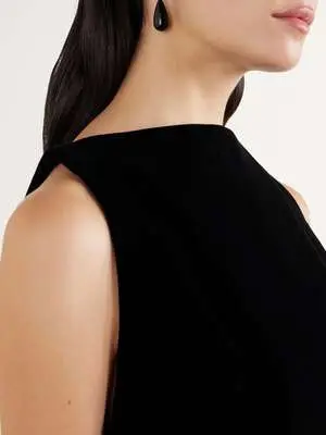 Brandon Maxwell The Sable Paneled Cotton-blend Velvet Mini Dress