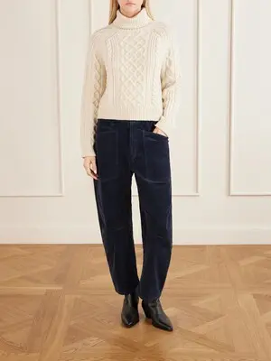 NILI LOTAN Shon Cotton-blend Twill Tapered Pants - Blue