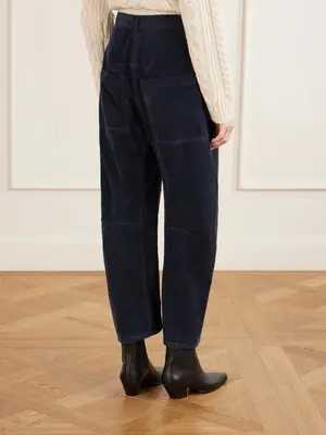 NILI LOTAN Shon Cotton-blend Twill Tapered Pants - Blue