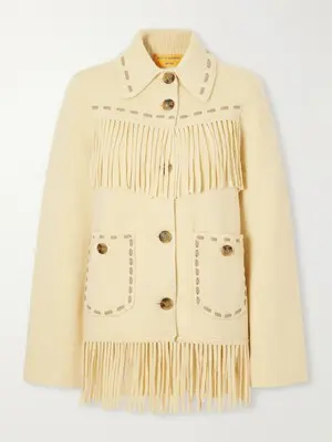 Guest In Residence Western Fringed-detail Wool-blend Jacket - Yellow