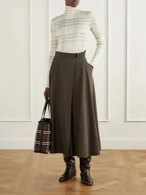 Burberry Checked Leather-trimmed Glossy Canvas Tote - Brown