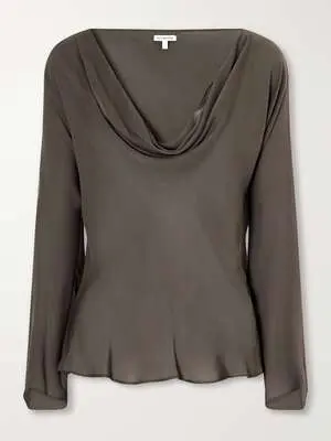 KALLMEYER Wilka Draped Silk-georgette Blouse - Gray