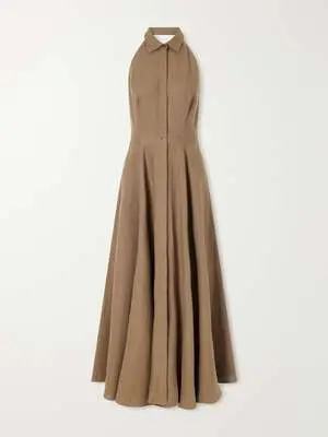 Ralph Lauren Eldered Halterneck Linen Maxi Dress - Light Brown