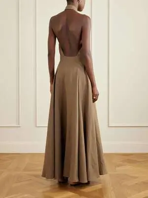 Ralph Lauren Eldered Halterneck Linen Maxi Dress