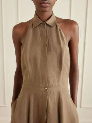 Ralph Lauren Eldered Halterneck Linen Maxi Dress