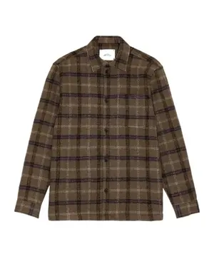 LES DEUX Caribou Check-pattern Button-up Jacket - Brown