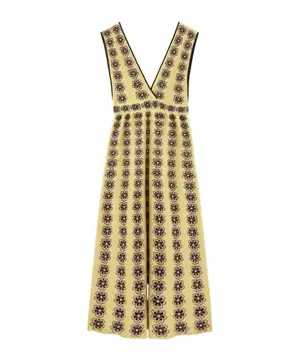 La DoubleJ Caper Floral-embroidered V-neck Maxi Dress - Yellow