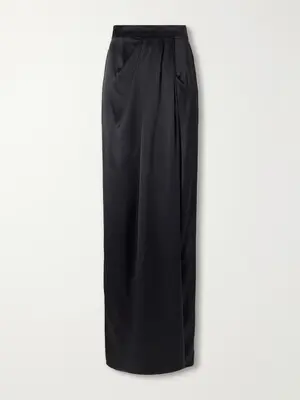 Max Mara Camera Draped Silk-satin Maxi Skirt - Black