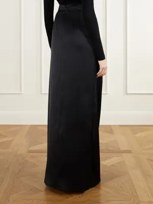 Max Mara Camera Draped Silk-satin Maxi Skirt - Black