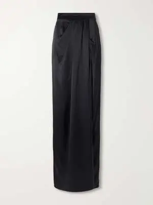 Max Mara Camera Draped Silk-satin Maxi Skirt - Dark Gray