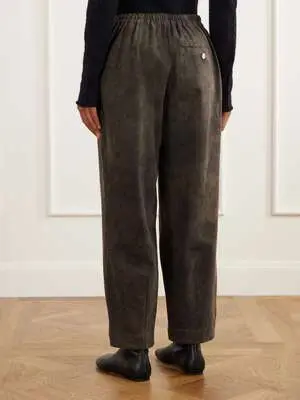 LAUREN MANOOGIAN Pleated Cotton-twill Tapered Pants