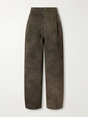 LAUREN MANOOGIAN Pleated Cotton-twill Tapered Pants - Green