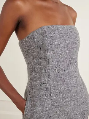 Auralee Strapless Wool-tweed Midi Dress
