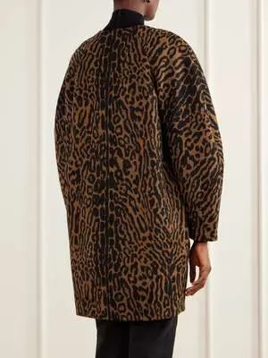 Carolina Herrera Cocoon Leopard-jacquard Wool Coat