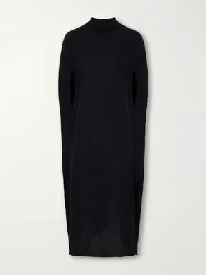 LAUREN MANOOGIAN Bottle Cape-effect Wool-blend Maxi Dress - Black