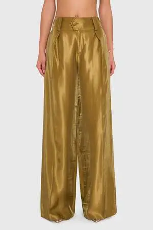 Amanda Uprichard Noho Pants In Mercury - Olive