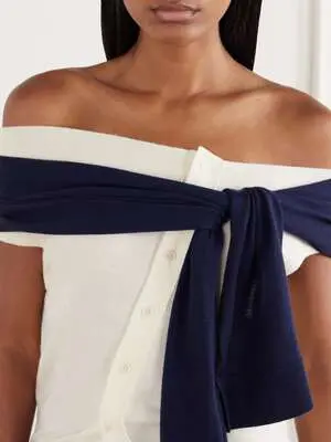 JW Anderson Off-the-shoulder Tie-detailed Asymmetric Wool Tank