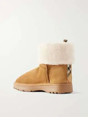 Burberry Shearling-trimmed Suede Ankle Boots