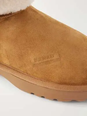 Burberry Shearling-trimmed Suede Ankle Boots