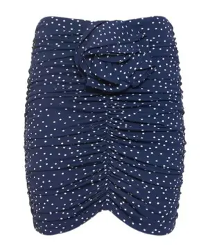 Magda Butrym Draped Dotted Mini Skirt W/ Flower - Blue