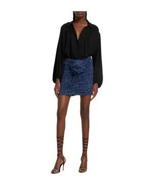 Magda Butrym Draped Dotted Mini Skirt W/ Flower