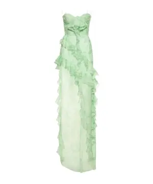 Alessandra Rich Embellished Printed Silk Georgette Dress - Green