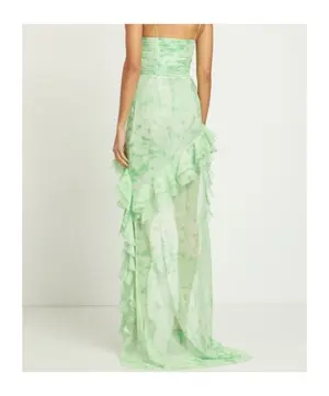 Alessandra Rich Embellished Printed Silk Georgette Dress