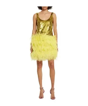 Valentino Garavani Sequined Mini Dress W/ Feathers