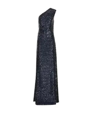Michael Kors Sequined Jersey Shoulder Dress - Black
