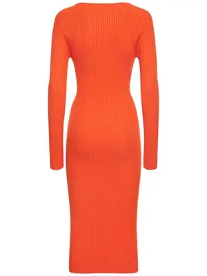 Giuseppe Di Morabito Ribbed Viscose Midi Dress W/chain Detail