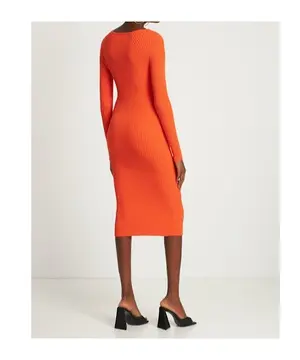 Giuseppe Di Morabito Ribbed Viscose Midi Dress W/chain Detail