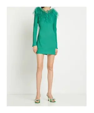Giuseppe Di Morabito Viscose Mini Dress W/ Feathers