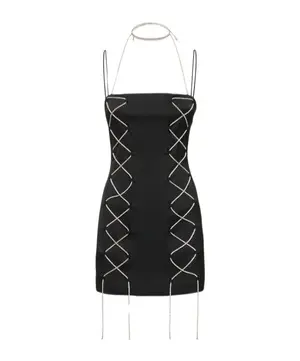 Giuseppe Di Morabito Lace-up Cady Envers Satin Mini Dress - Black