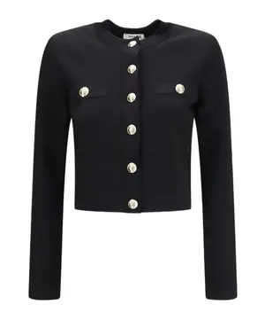 Balmain Button-up Crewneck Jacket - Black
