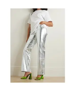 ROTATE BY BIRGER CHRISTENSEN Crocodile-patterned Coated Faux Leather Wide-leg Pants