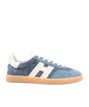 Hogan Logo-patch Panelled Sneakers - Light Blue