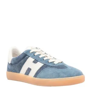 Hogan Logo-patch Panelled Sneakers - Light Blue